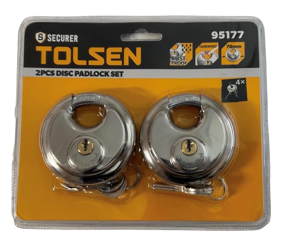 95177 2Pc Disc Padlock Set | Tolsen Tools USA